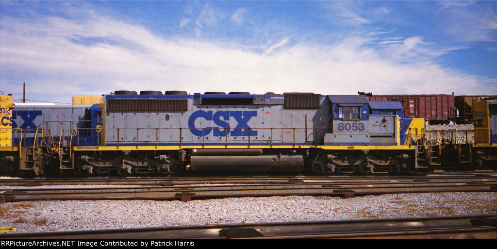 CSX 8053 SD40-2 X-SBD 8053 XX-SCL 8053 in the CSX Osborn Yard in Louisville KY Fall 1994